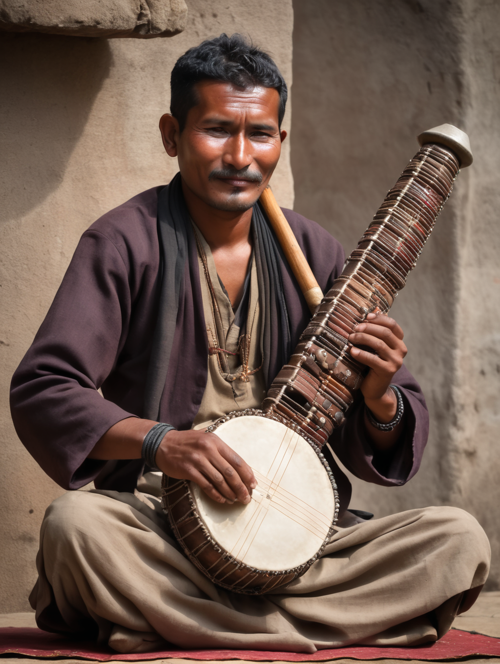 Premium Free ai Images | gaine the traditional musician of nepal ...
