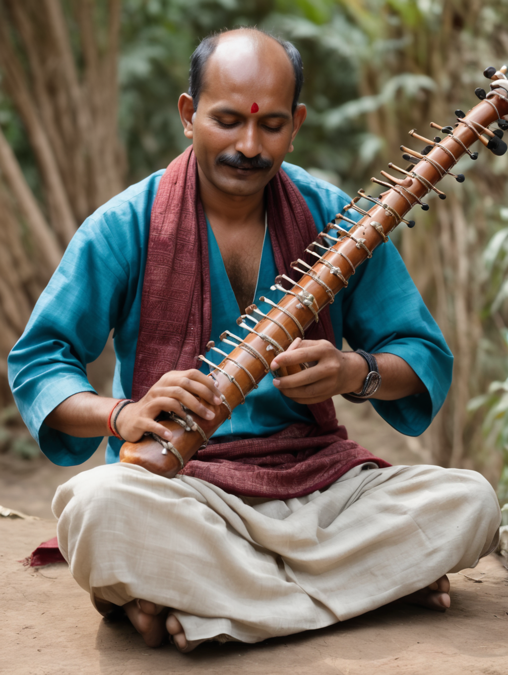 Premium Free ai Images | playing nepali sarangi