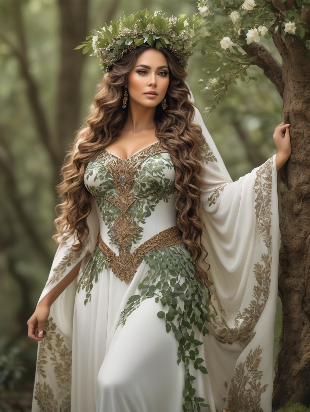 Premium Free ai Images | ash tree female nymph fat with long brown ...