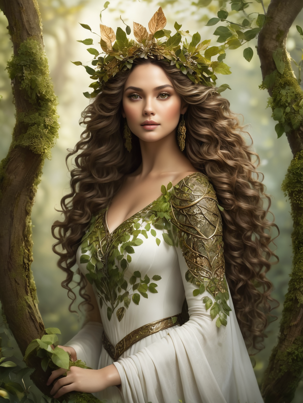 Premium Free ai Images | ash tree female nymph fat with long brown ...