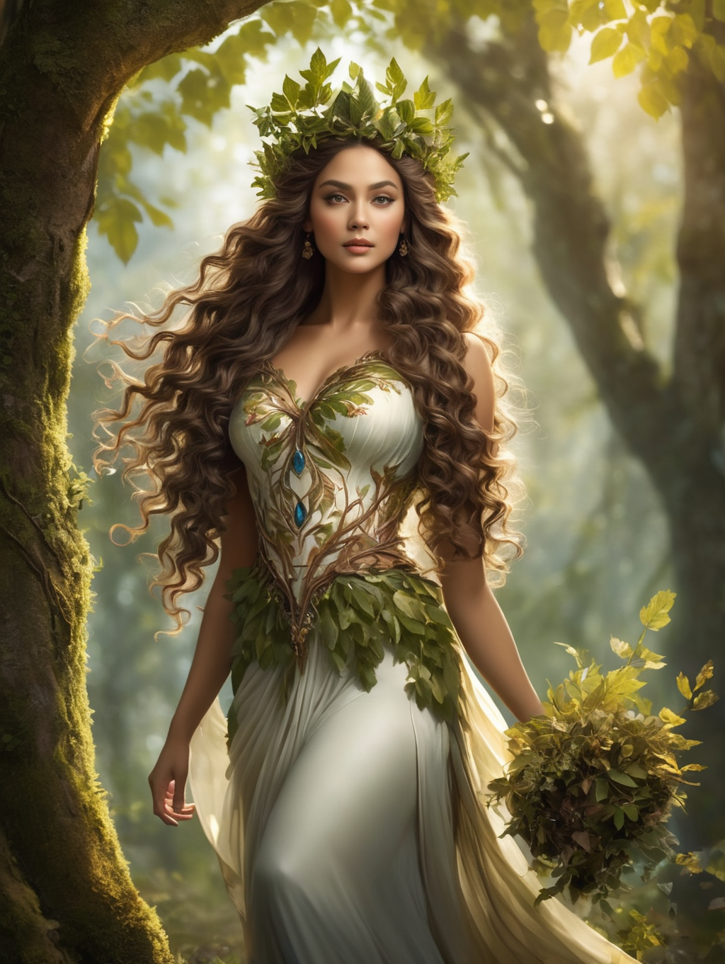 Premium Free ai Images | ash tree female nymph fat with long brown ...