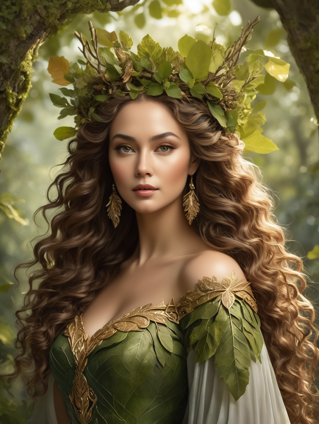 Premium Free ai Images | ash tree female nymph fat with long brown ...