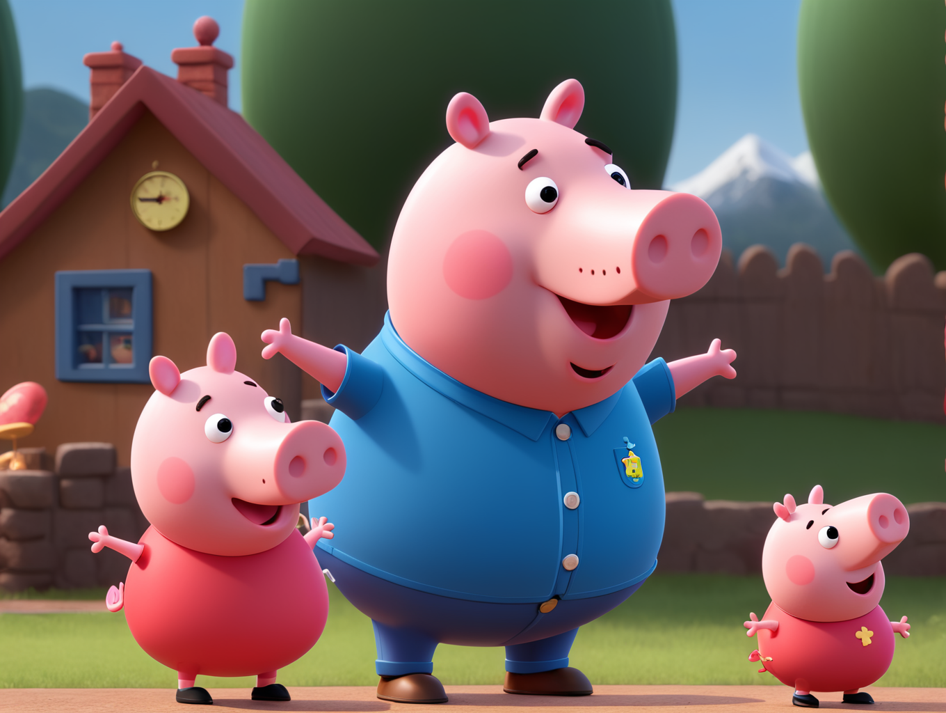 Premium Free ai Images | peppa pig le papa du dessin anime