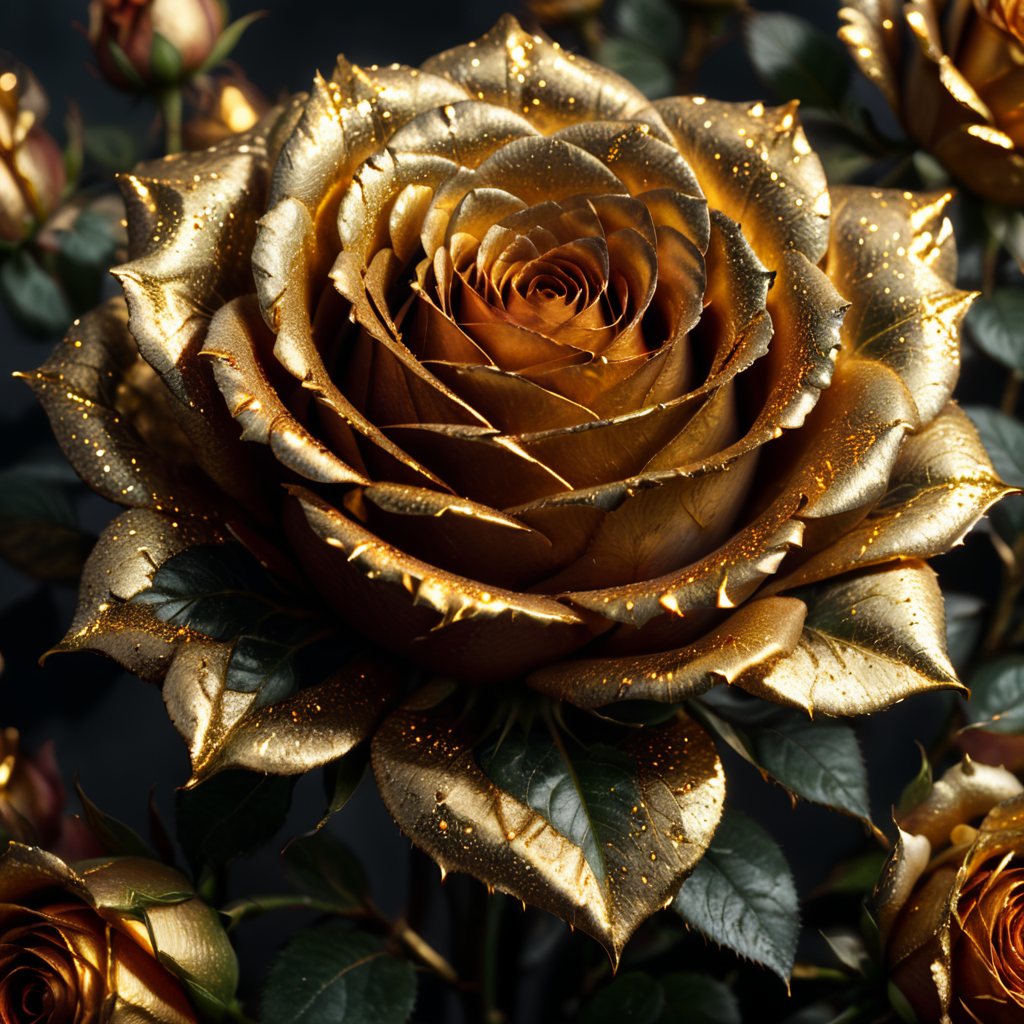 Premium Free ai Images | golden glitter roses centered in image with ...