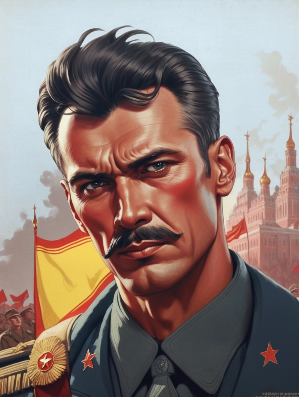 Premium Free ai Images | soviet propaganda poster drawing of soviet patriot