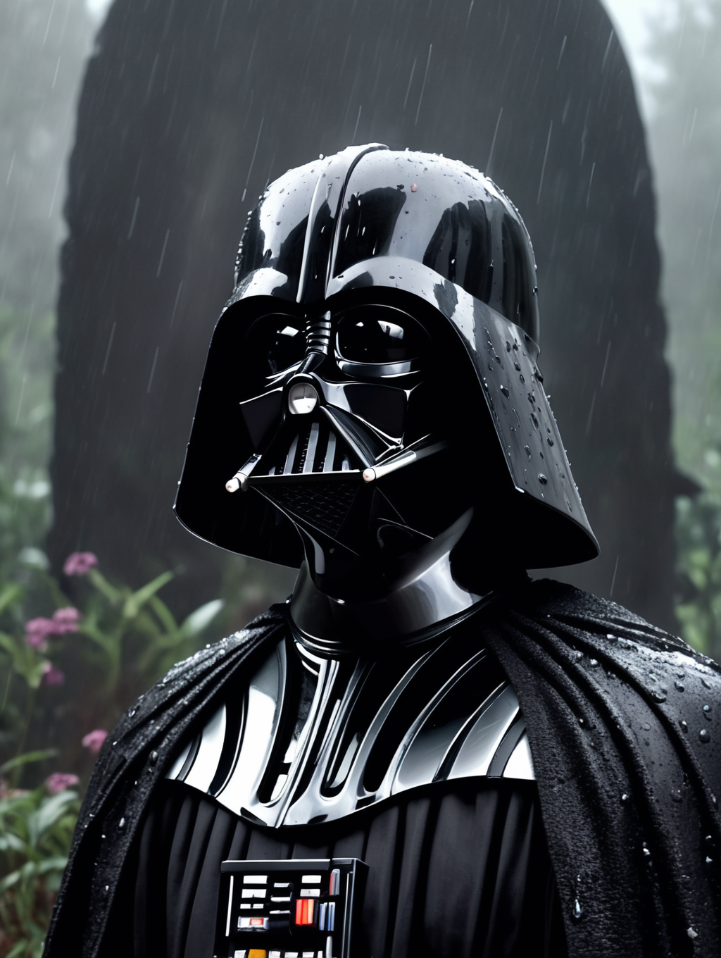 Premium Free ai Images | darth vader with half his mask in his face ...