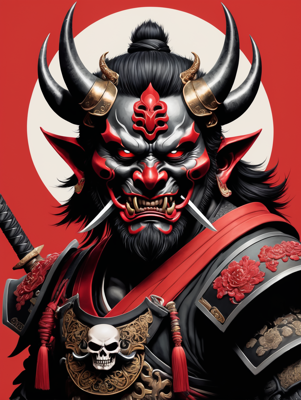 Premium Free ai Images | illustration of demon with two swords and ...