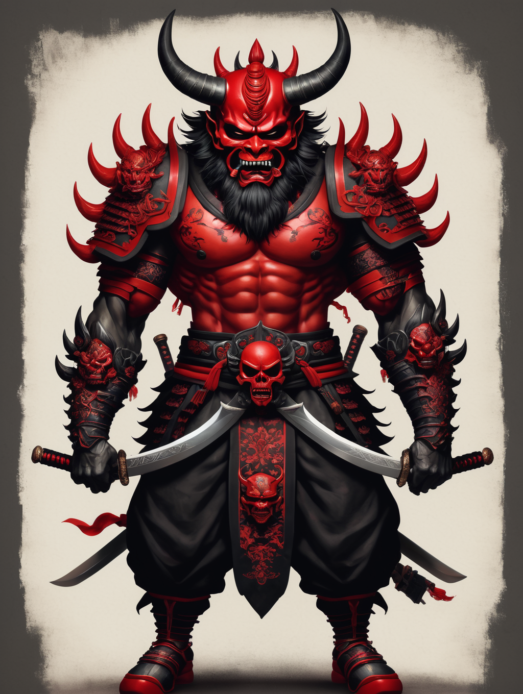 Premium Free ai Images | illustration of demon with two swords and ...