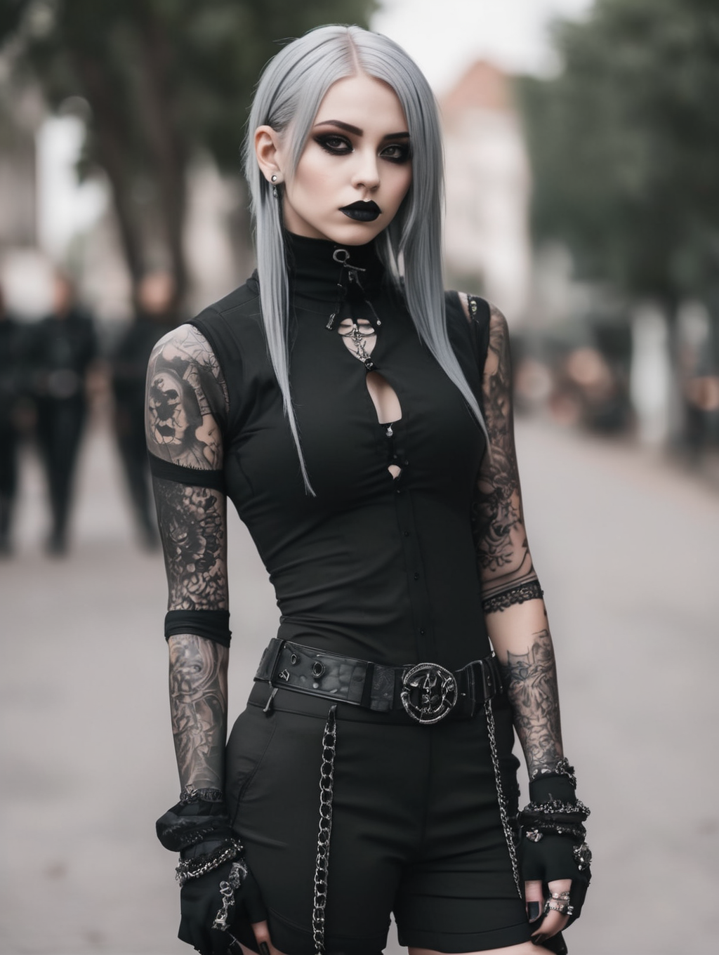 Premium Free ai Images | fit goth girl