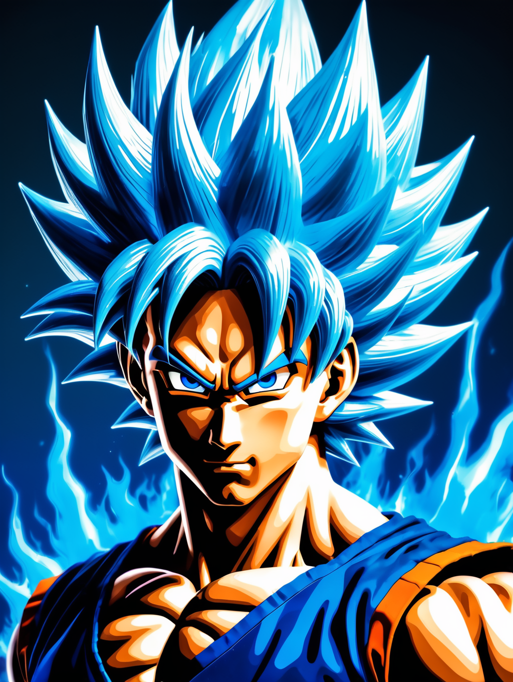Premium Free ai Images | goku from dragonball turning super sayain blue