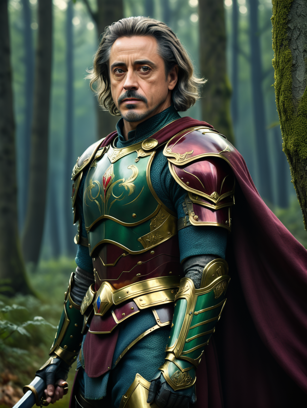 Premium Free ai Images | years robert downey jr in green gold medieval ...