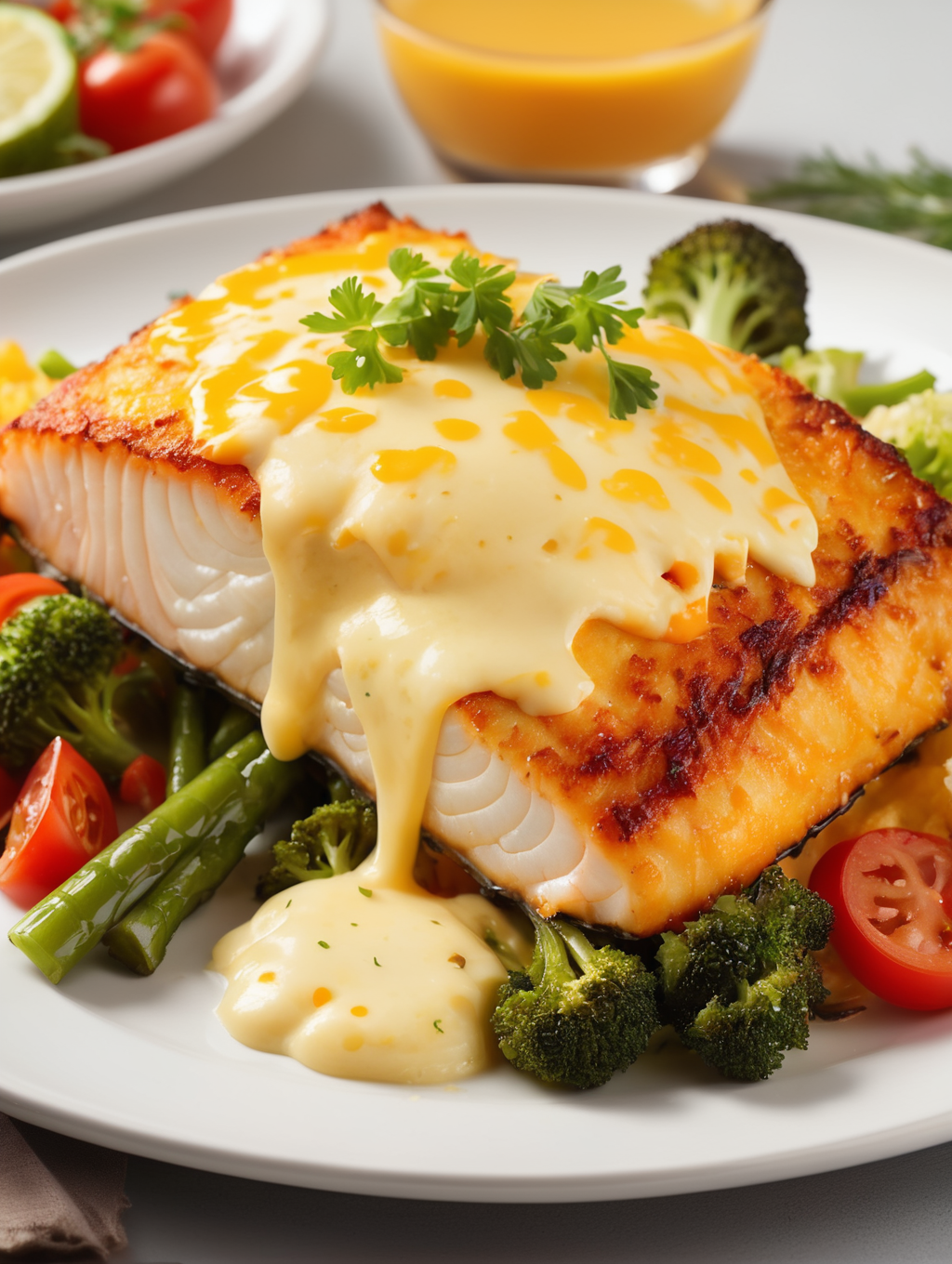 Premium Free ai Images | baked fish and cheese bust