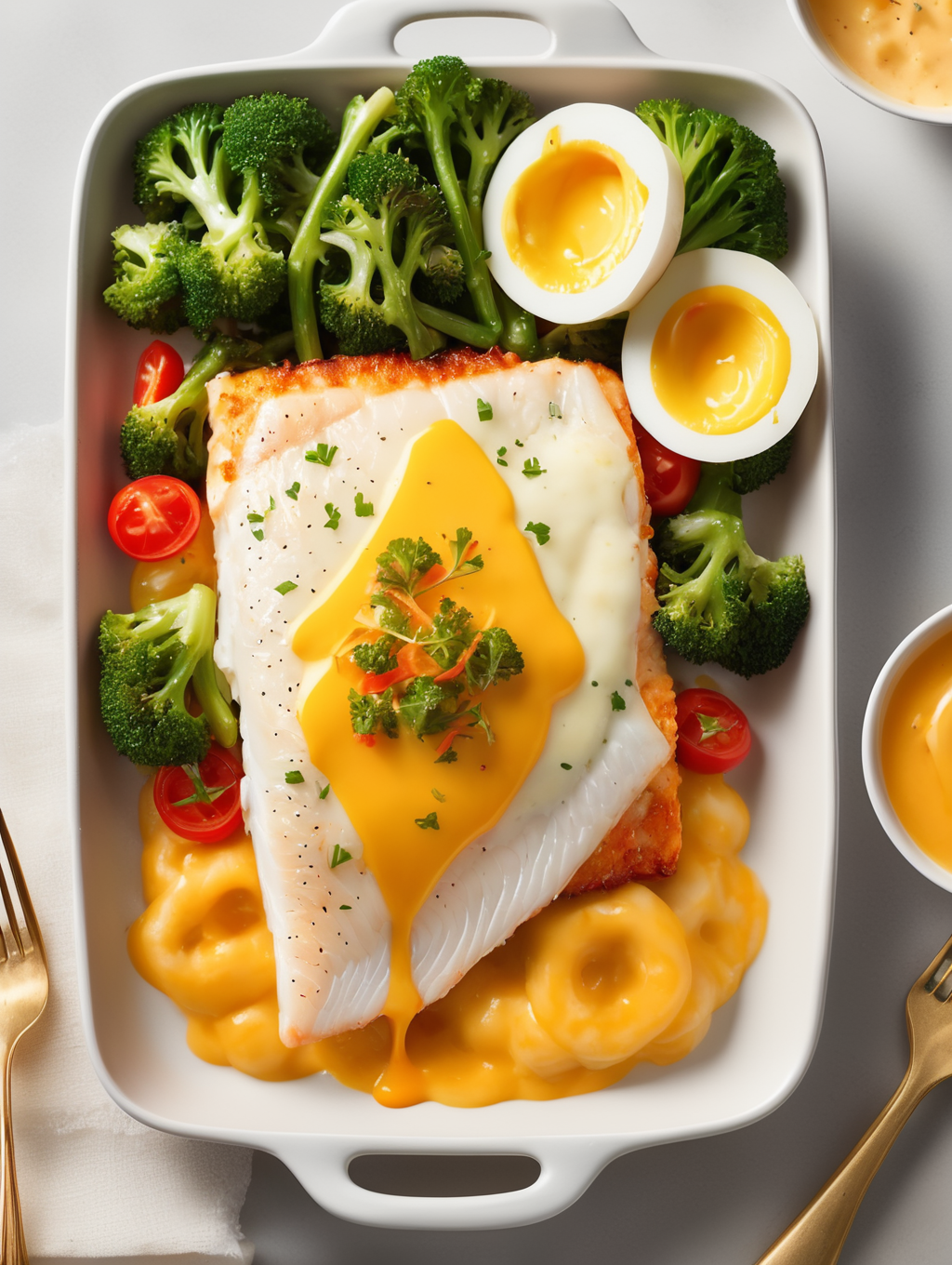 Premium Free ai Images | baked fish and cheese bust