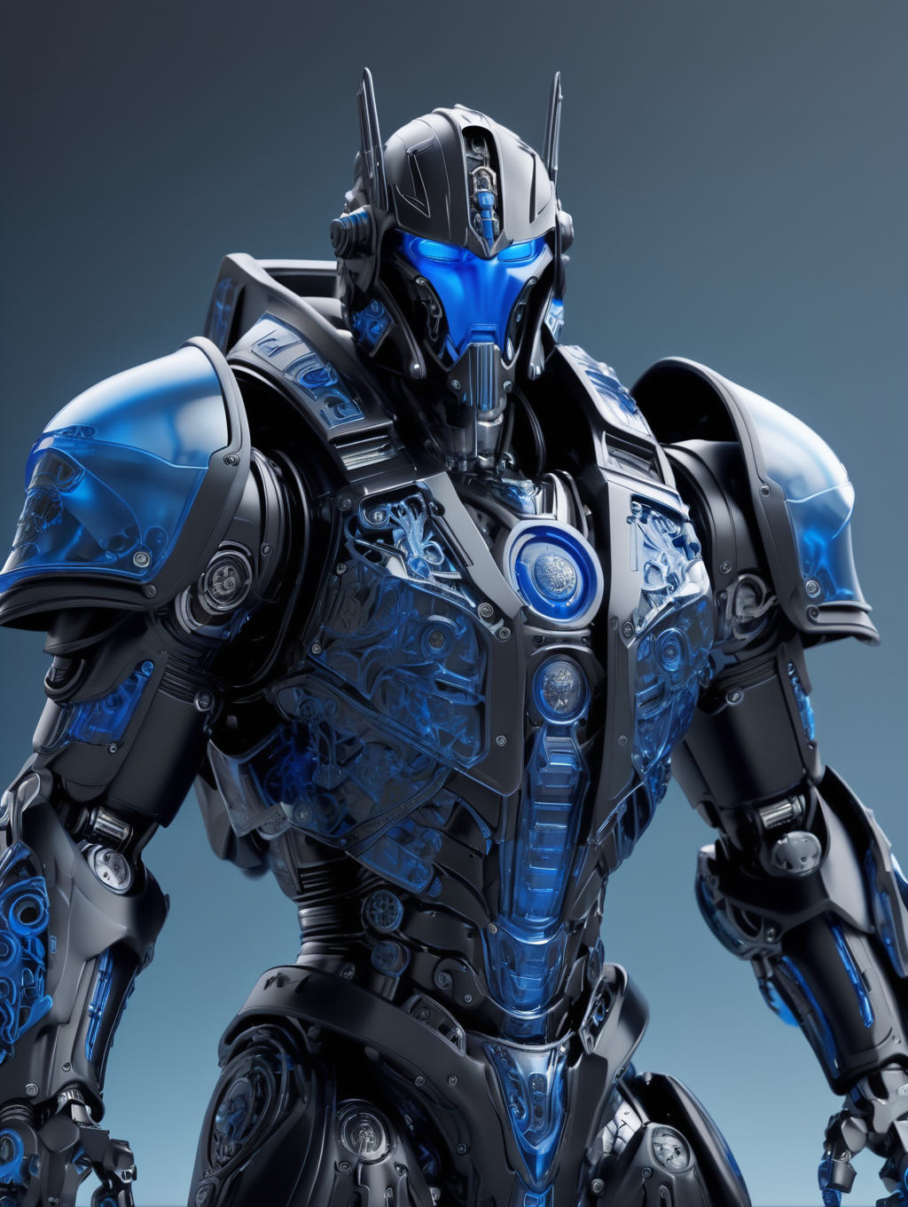 Premium Free ai Images | matte black and blue mecha armored sith lord ...