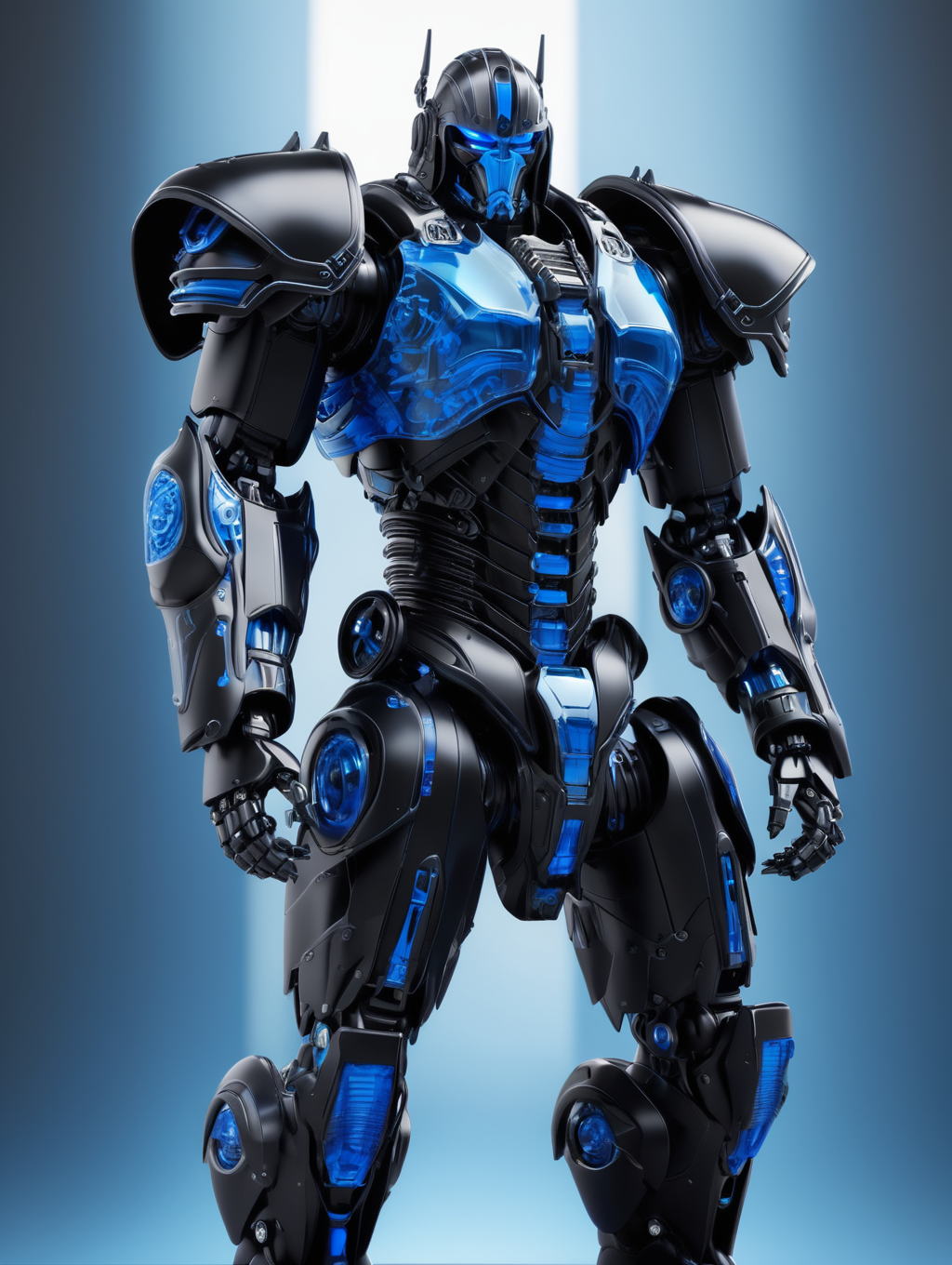 Premium Free ai Images | matte black and blue mecha armored sith lord ...