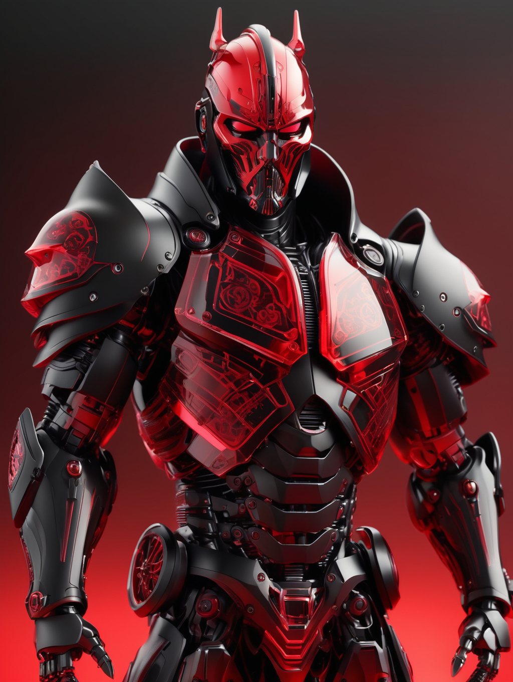 Premium Free ai Images | matte black and red armored cybernetic sith ...