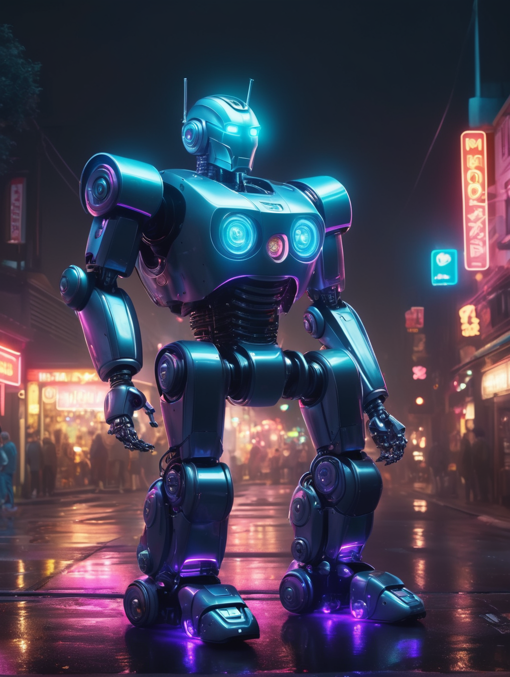 Premium Free ai Images | hyper realistic robot at night sparking bloom ...