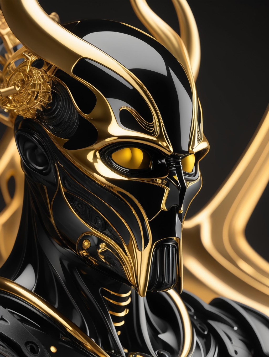 Premium Free ai Images | matte black and gold shiny biotech sith lord ...
