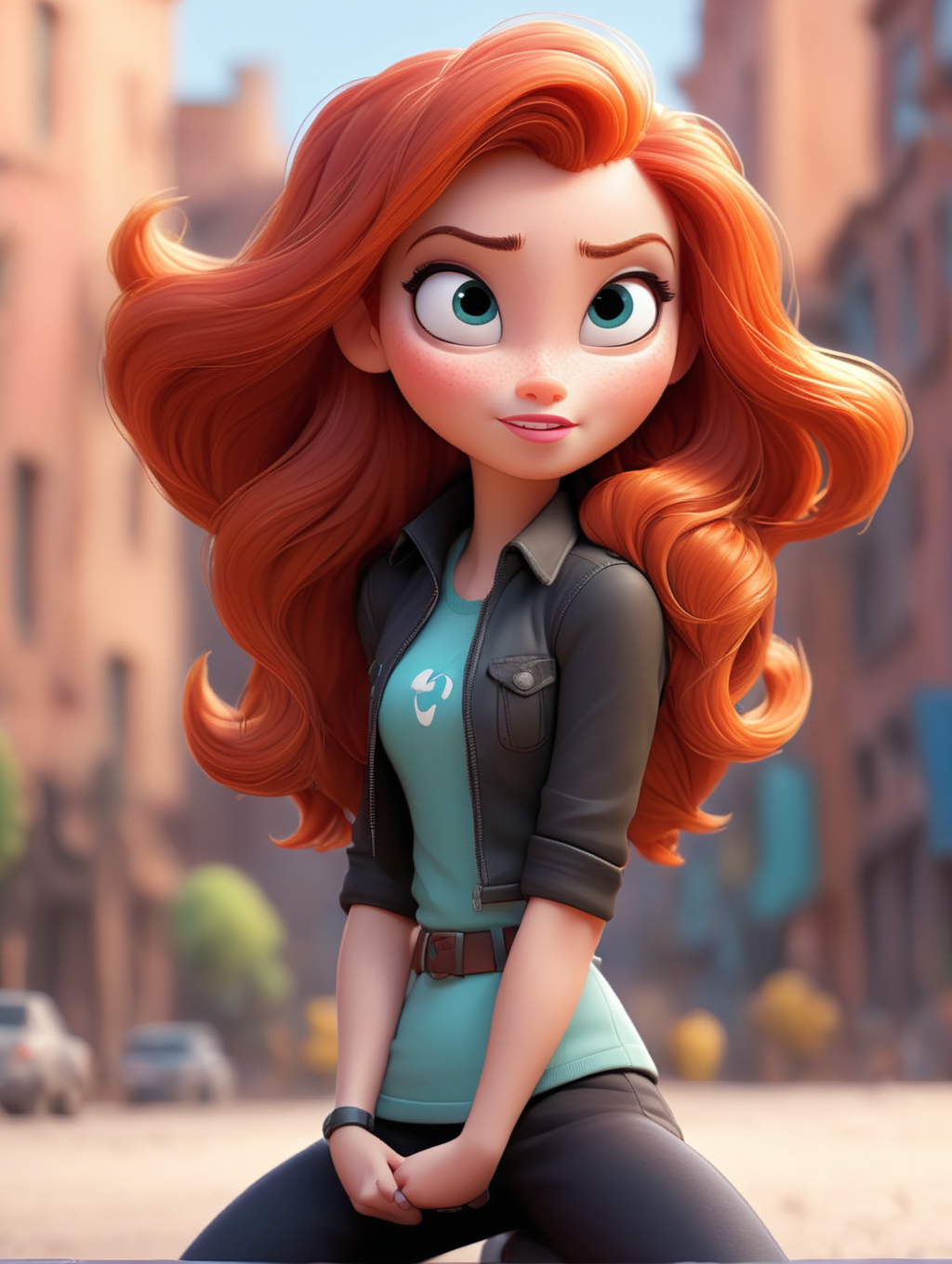 Premium Free ai Images | redhead girl action pose