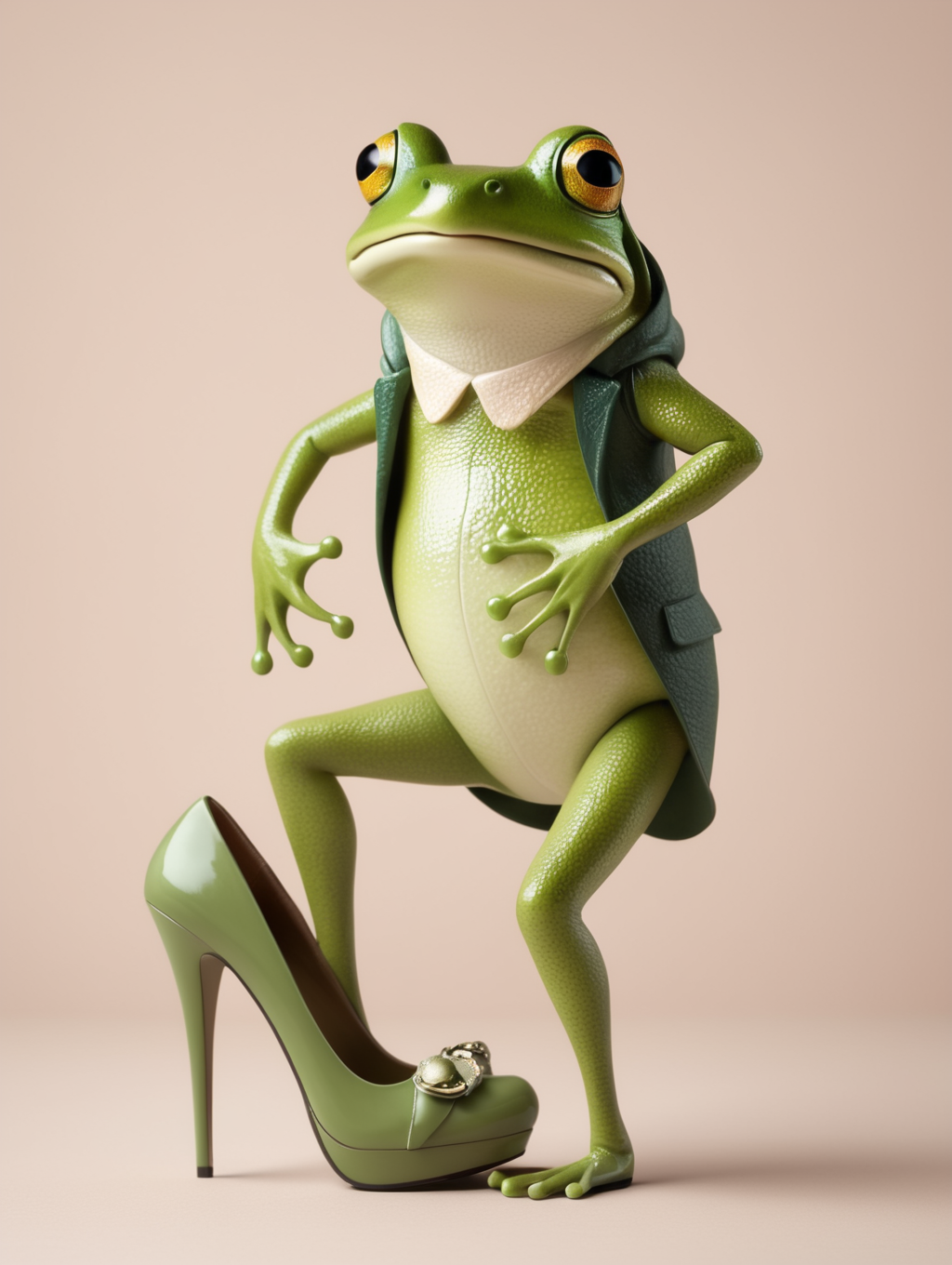 Premium Free ai Images | frog wearing in shoes on heels