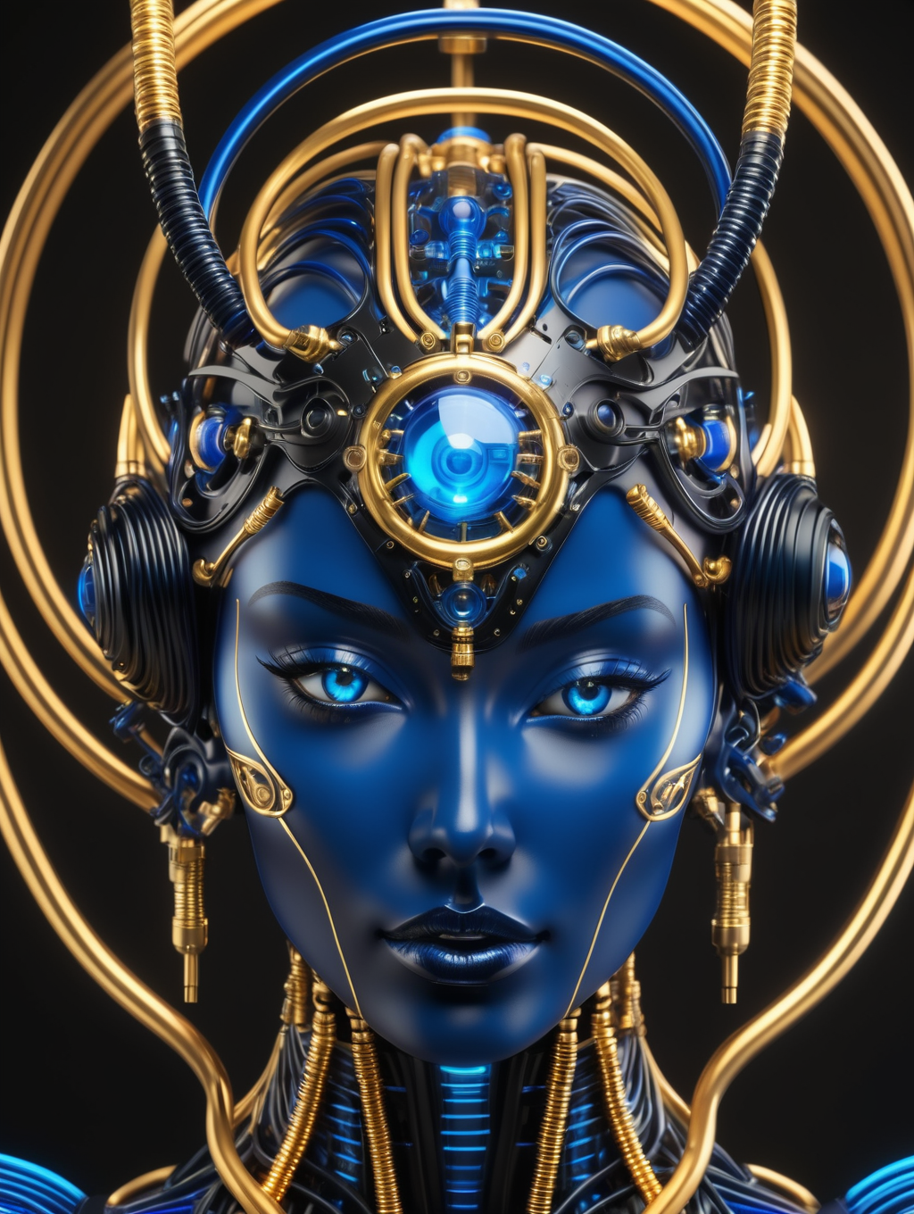 Premium Free ai Images | matte black and deep blue divine cyborg ...