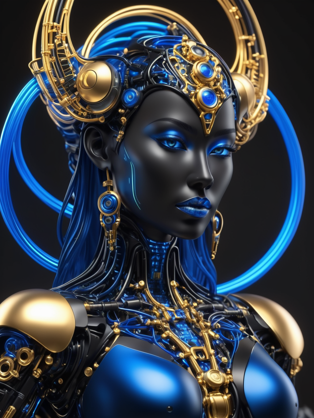 Premium Free ai Images | matte black and deep blue divine cyborg ...