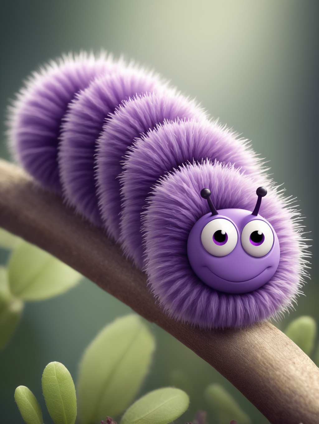 Premium Free ai Images | cartoon image of purple fuzzy caterpillar