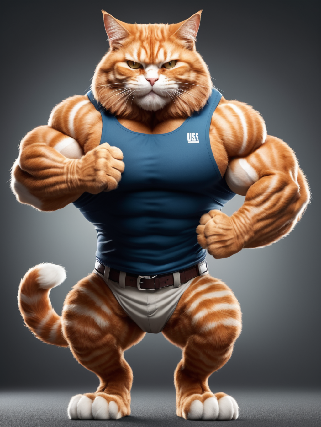 Premium Free ai Images | heavily muscular bodybuilding ginger tabby cat ...