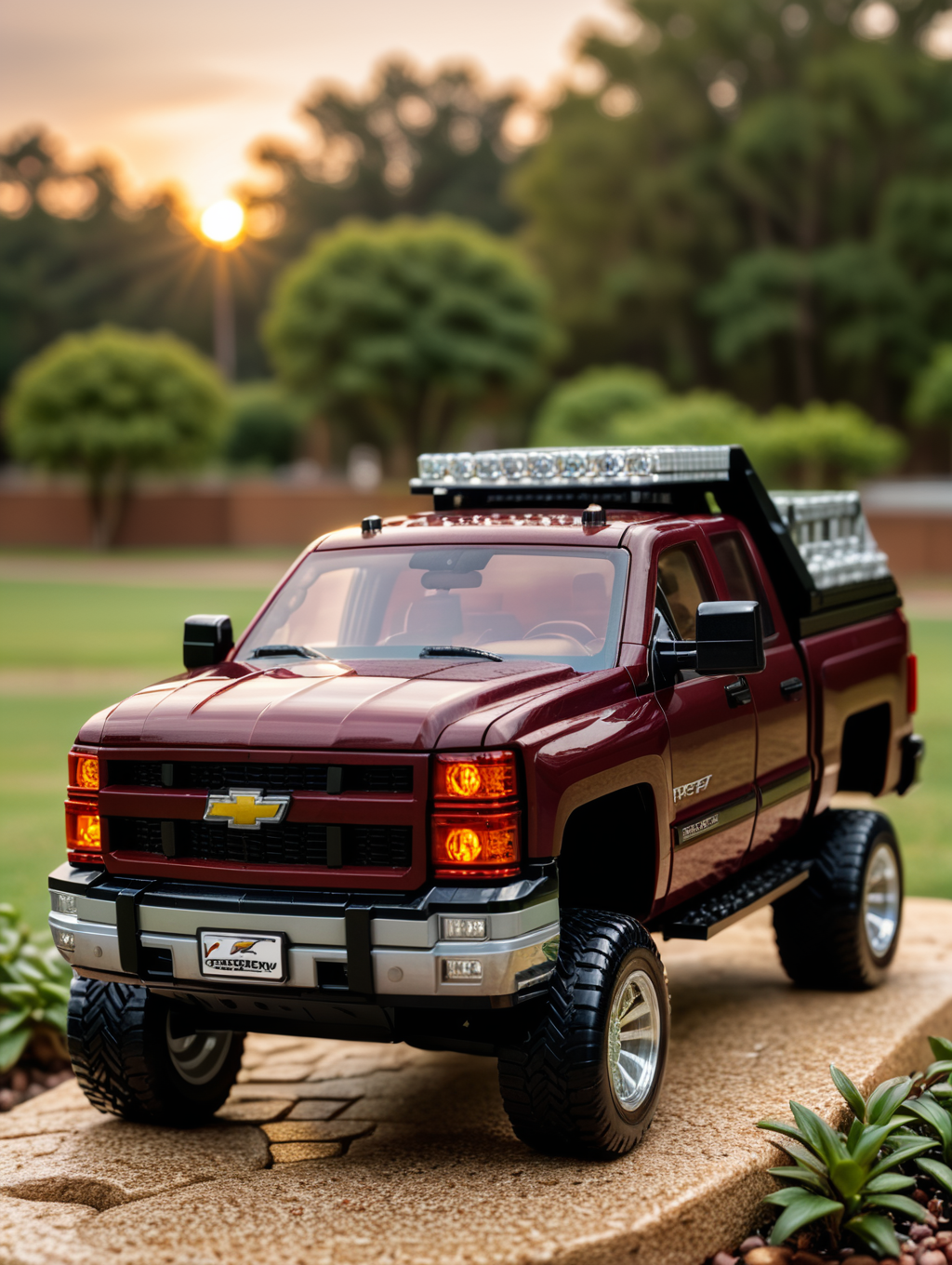 Premium Free ai Images | maroon chevy silverado but as lego set
