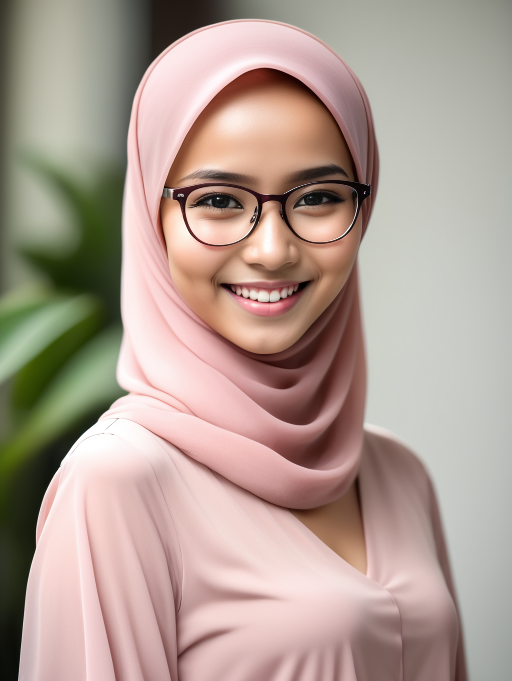 Premium Free ai Images | smiling beautifull young malay girl glasses ...