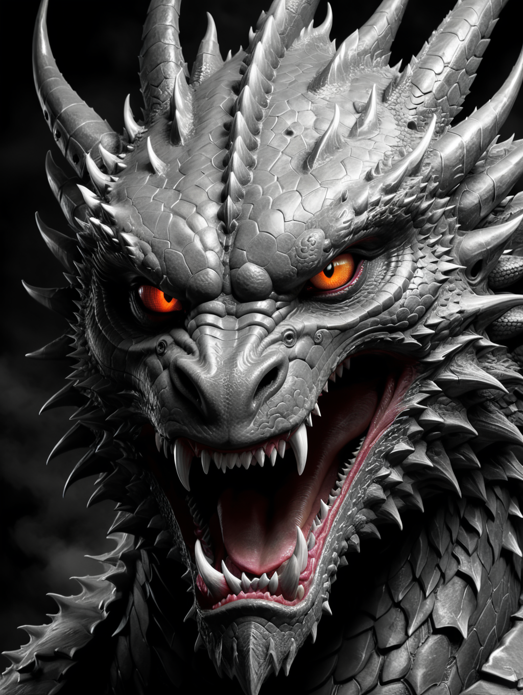 Premium Free ai Images | dragon face grayscale portrait
