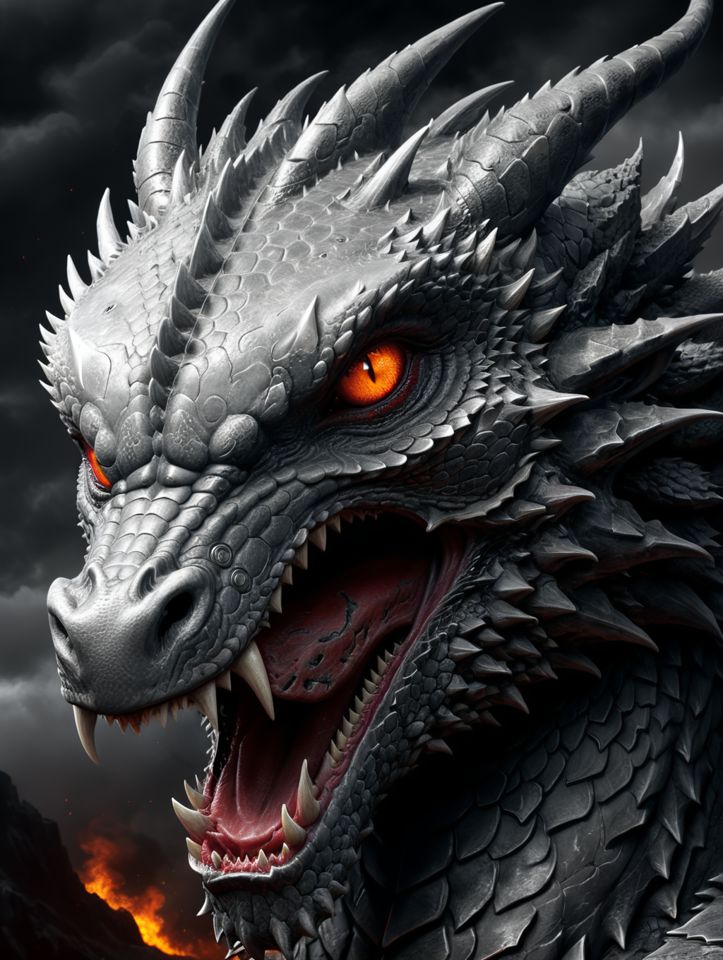 Premium Free ai Images | dragon face grayscale portrait