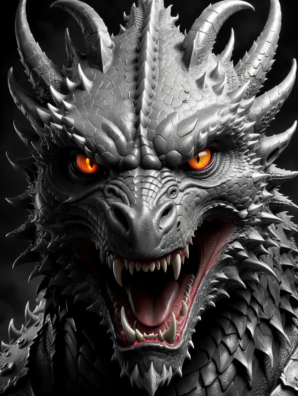 Premium Free ai Images | dragon face grayscale portrait