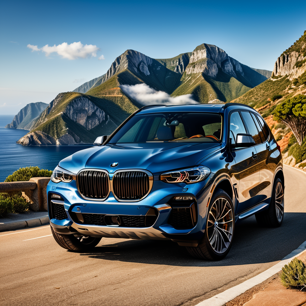 Premium Free ai Images | beautiful bmw suv standing on the mountain ...