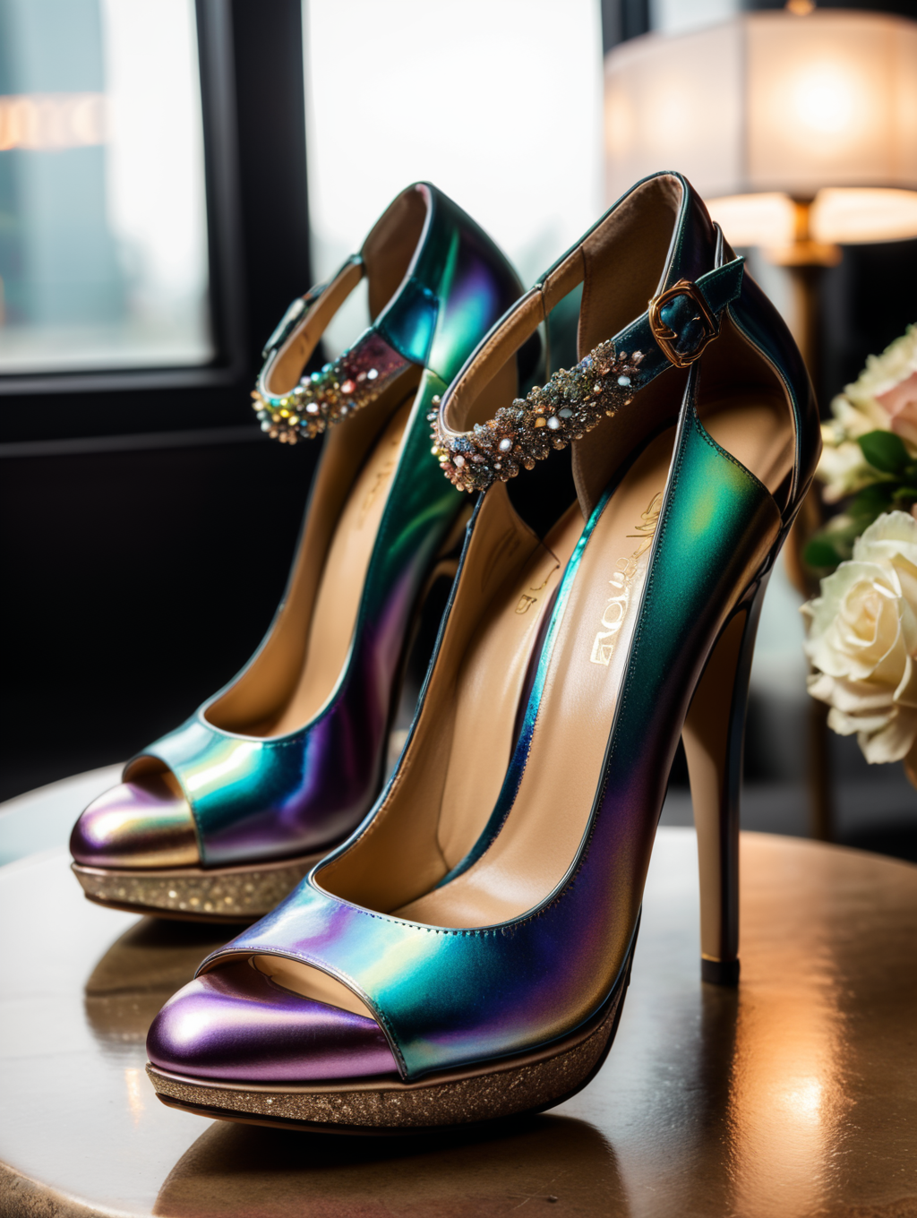 Premium Free ai Images | iridescent colouring high heels