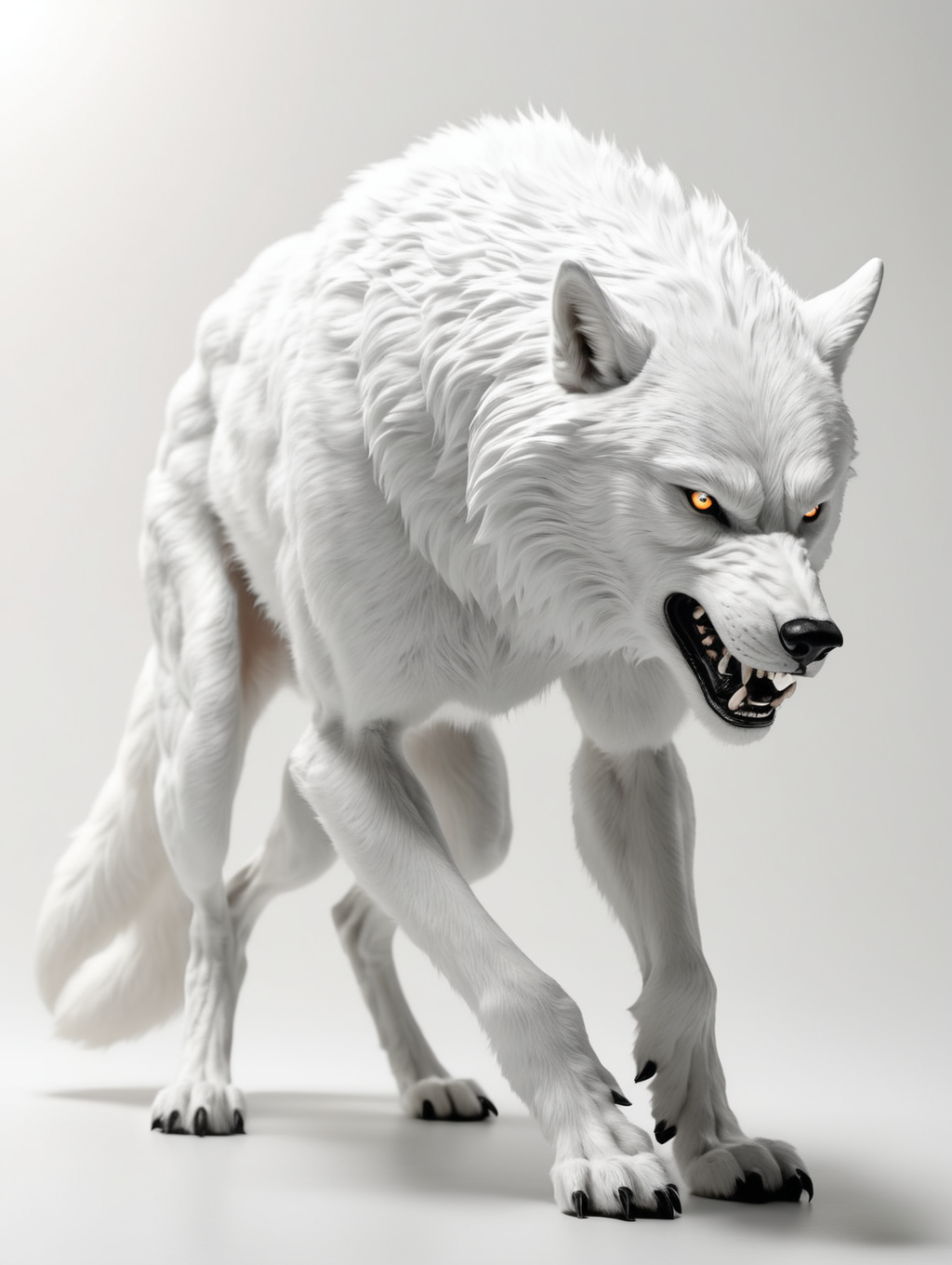 Premium Free ai Images | side view shiny black werewolf crawling