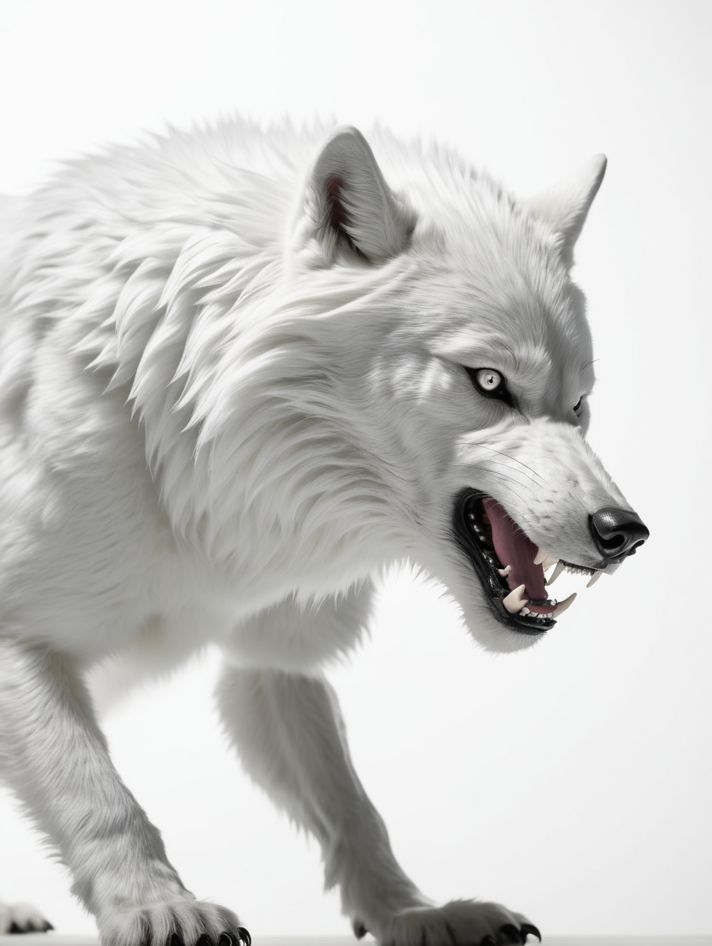 Premium Free ai Images | side view shiny black werewolf crawling