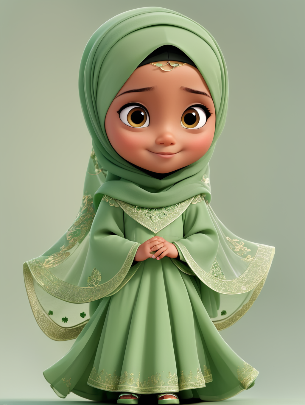 Premium Free ai Images | an islamic seven year old little girl wearing ...