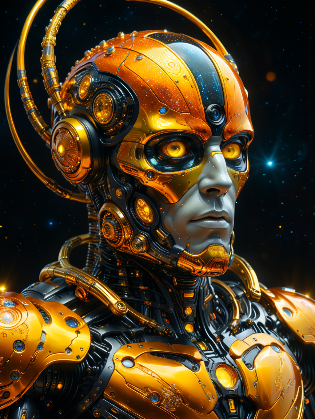 Premium Free ai Images | cyborgtech celestial humanoid being made of ...