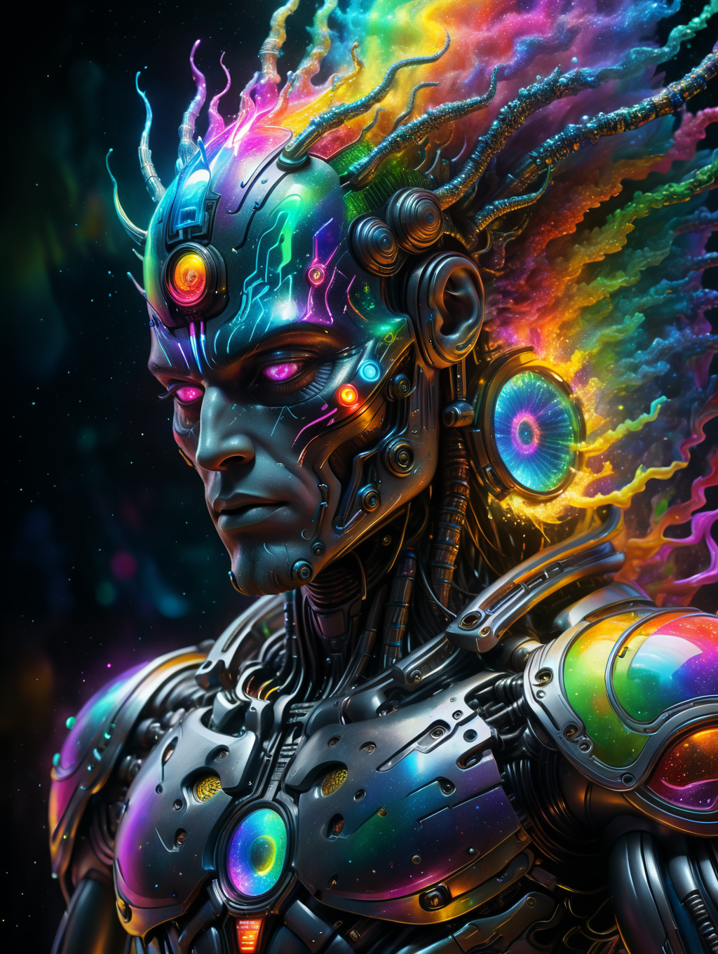Premium Free ai Images | cyberpunk humanoid deity being made of pure ...