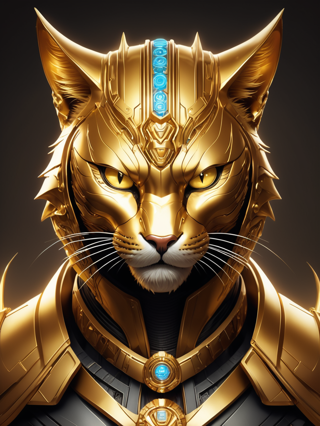 Premium Free ai Images | golden cyber cat various style make it more ...