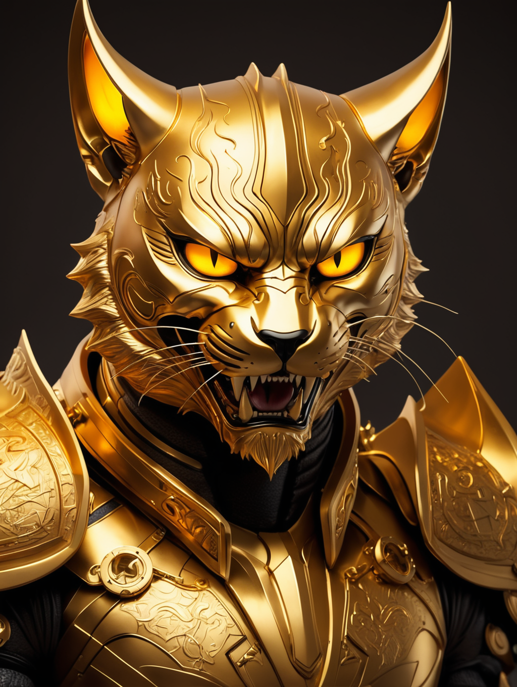 Premium Free ai Images | golden devil cyber cat make it more mystery ...