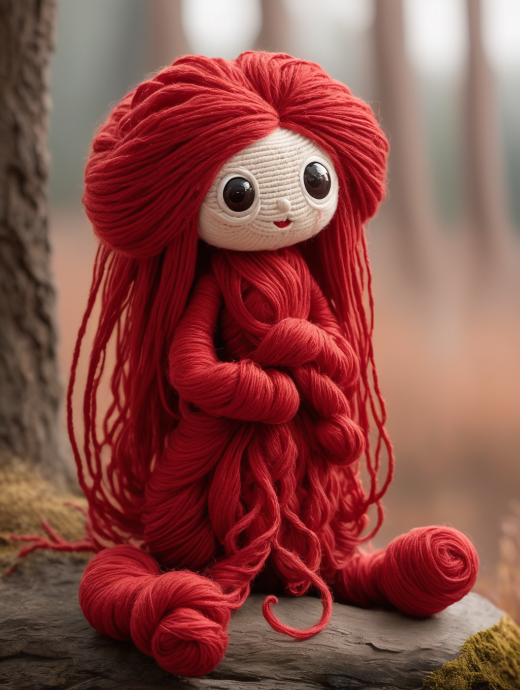 Premium Free ai Images | creature made entirely of red yarn body is ...