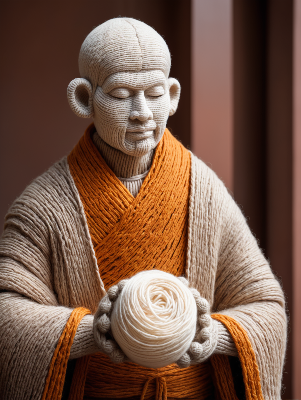 Premium Free ai Images | monk made out of yarn