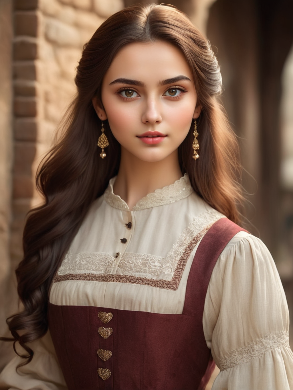 Premium Free ai Images | georgian era twenty year old pretty girl with ...
