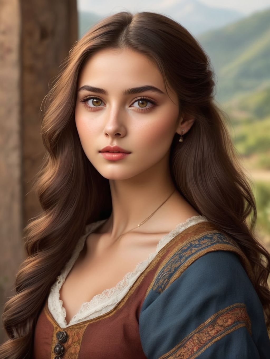 Premium Free ai Images | georgian era twenty year old girl with sharp ...
