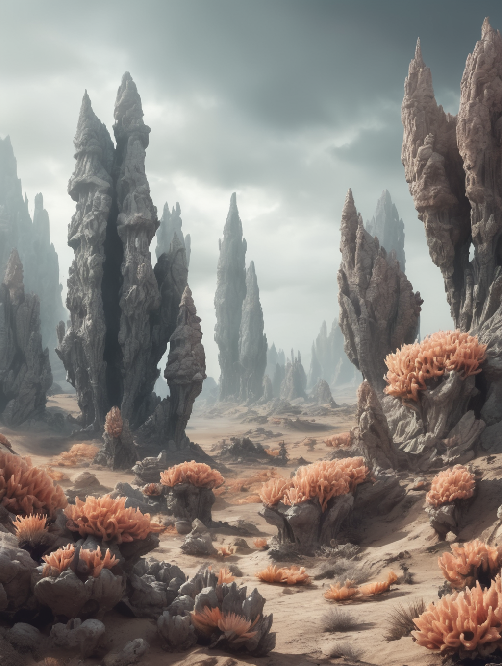 Premium Free ai Images | create an alien landscape with bizarre rock ...