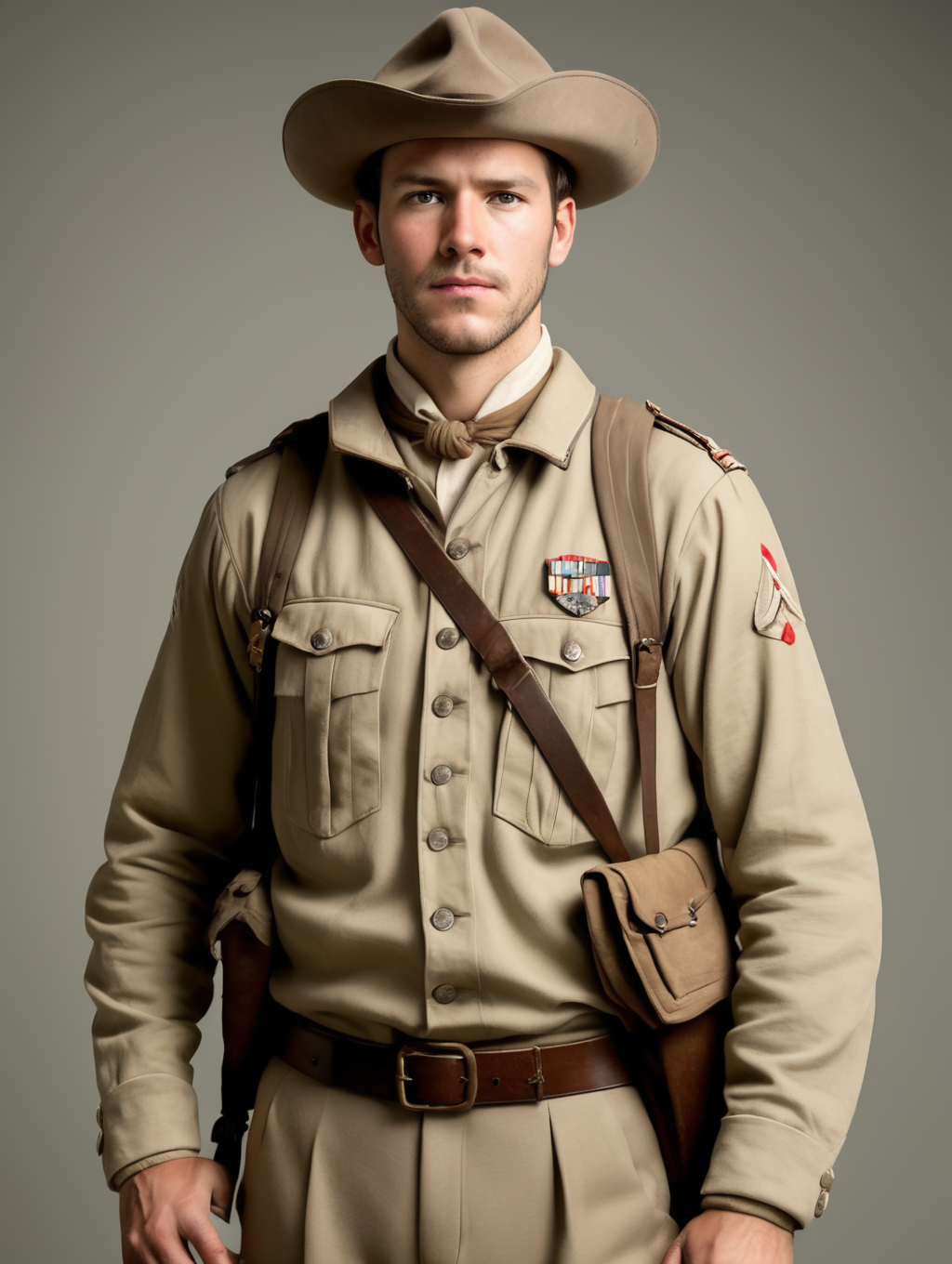 Premium Free ai Images | full body portrait of colonial english scout ...