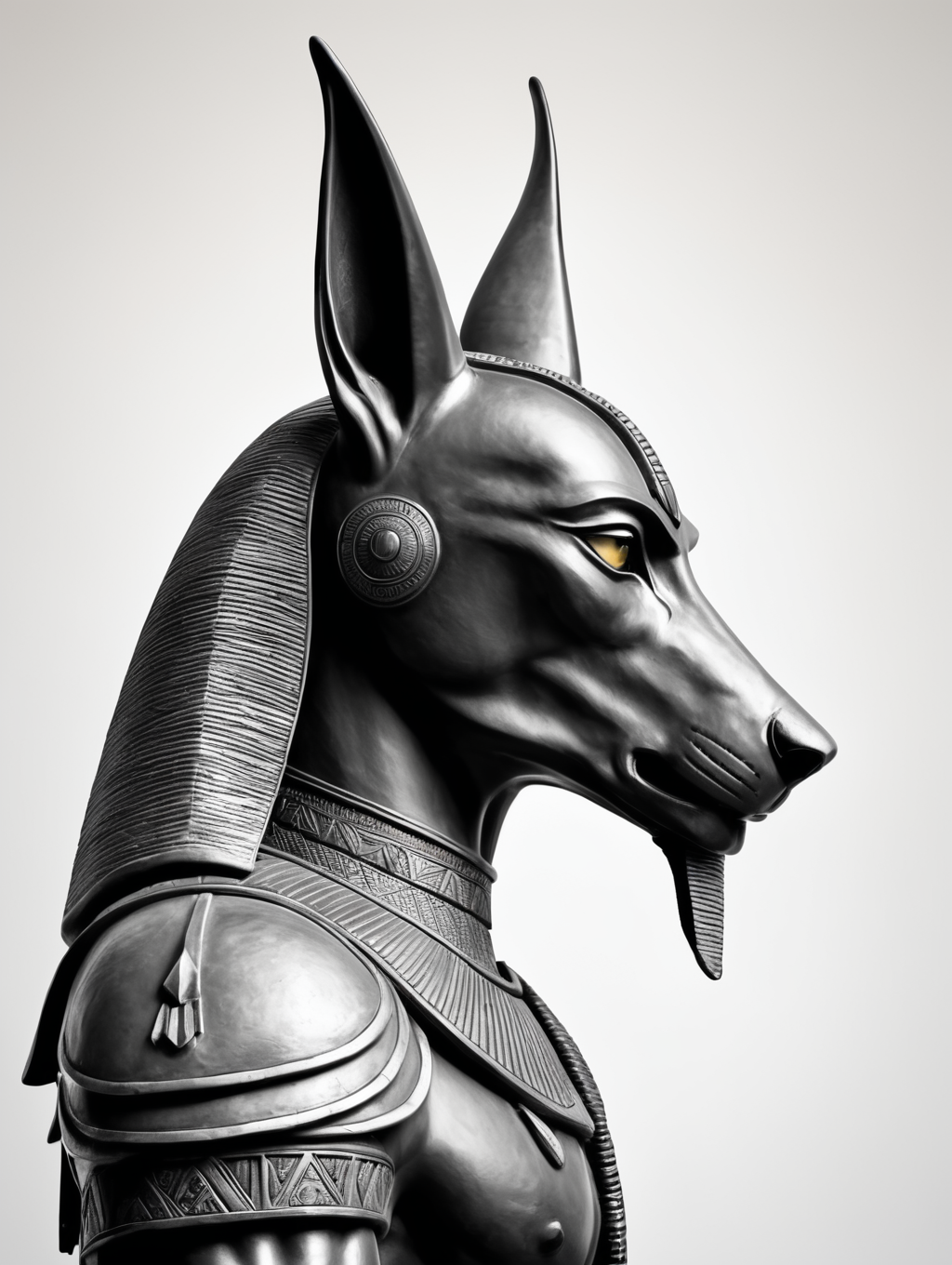 Premium Free ai Images | anubis statue side view long nose upper body ...