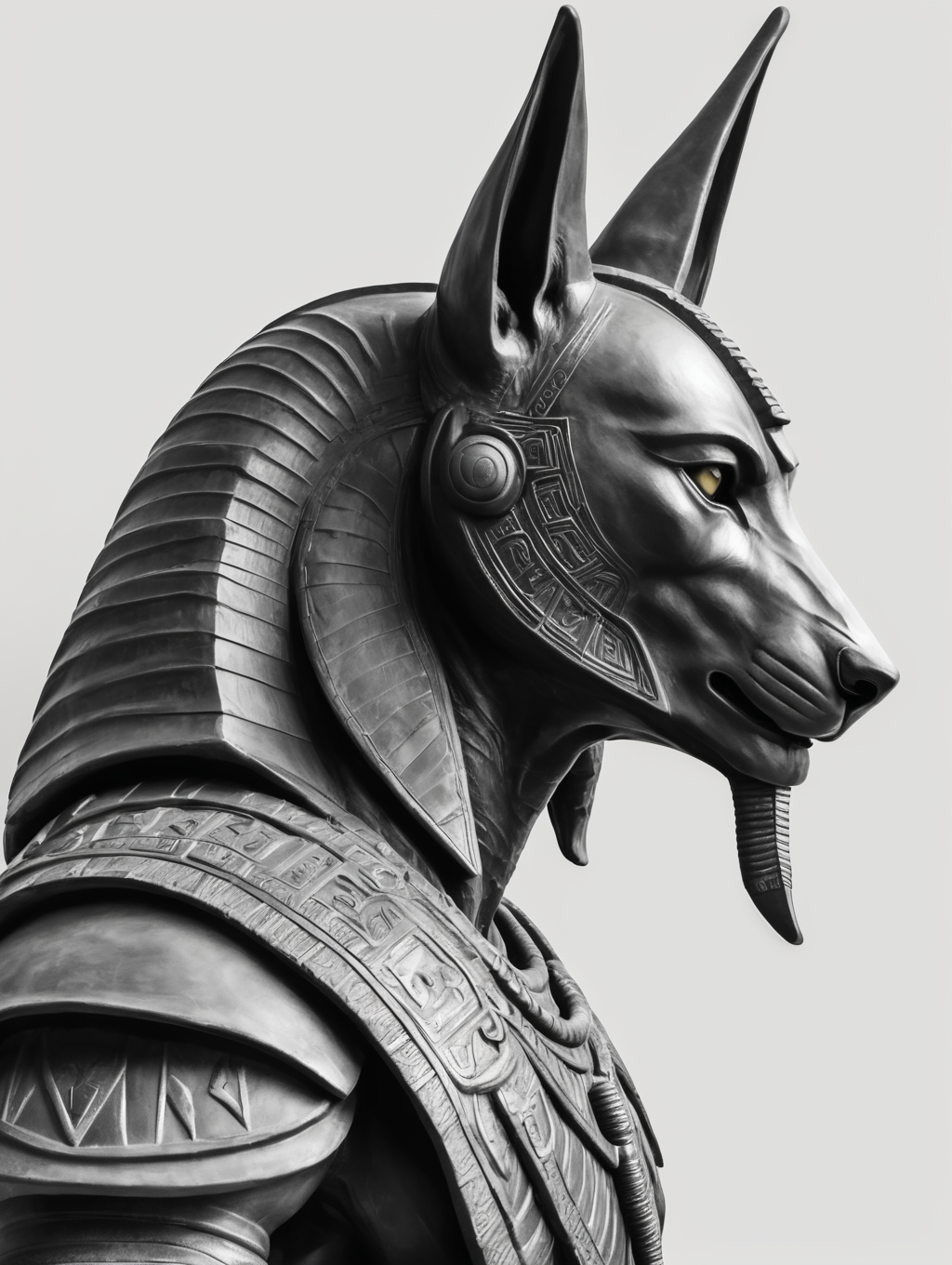 Premium Free ai Images | anubis statue side view long nose upper body ...